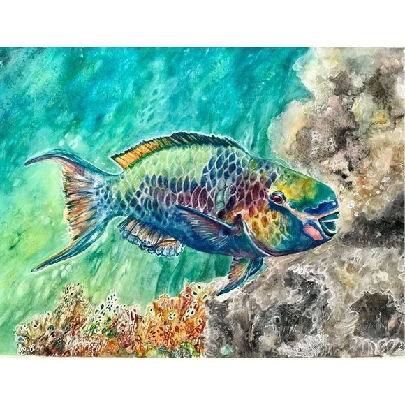 AJJ Arts | Other | Uhu Rainbow Fish Watercolor Artprint 8x Ajj Arts | Poshmark